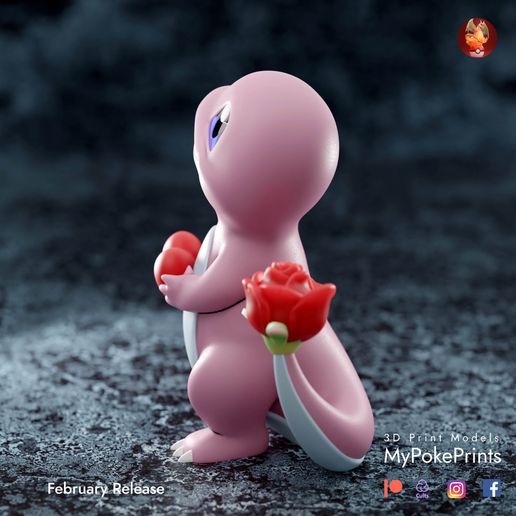 🐉 Valentine Charmander - presupported valentine pokemon・ 3D File for ・Cults