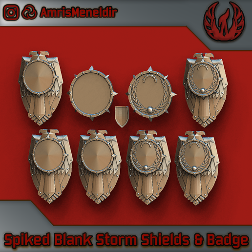 🦏 Spiked Blank Legion Heraldry and Storm Shields・ STL File for 3D ...