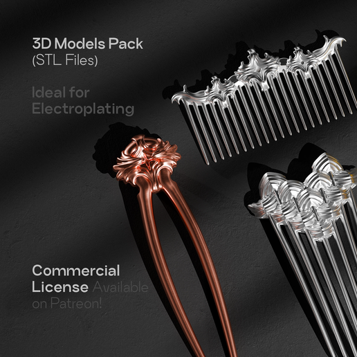 💇 Resin Hair 3d Stl Print File, 3d Stl Print Hair Pin, Fantasy Hair Pin ...