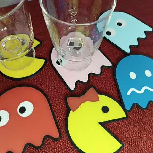 🎨 Coaster PacMan Set (6pc) Different Colors・Free STL File for 3D ...