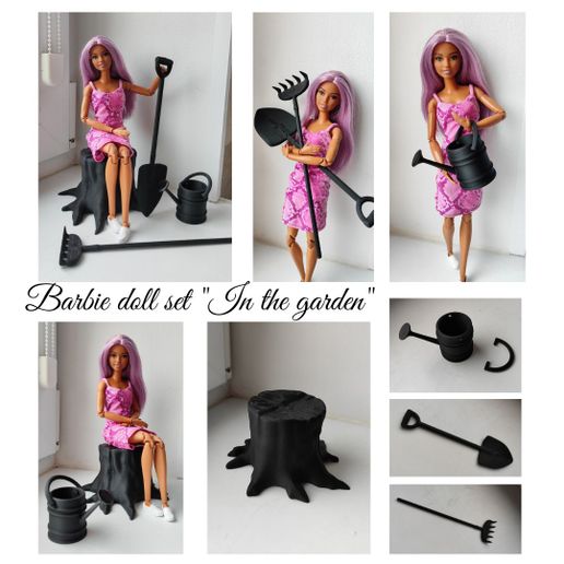 STL file Barbie Doll Set "In the Garden" 1:6 (Rake, shovel, watering ...