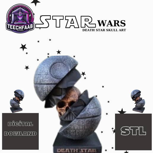 Файл STL DEATH STAR SKULL ART ⭐ ・Модель для загрузки и печати в формате ...