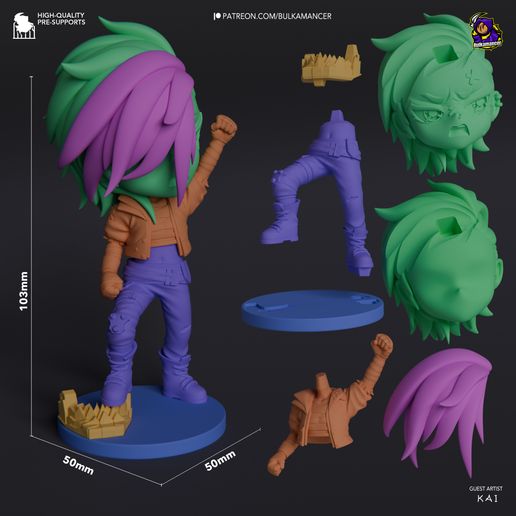 👧 Chibi Vi | Arcane | 103mm・ 3D File for 3D printing・Cults