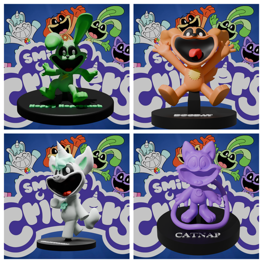 🐱 SMILING CRITTERS (4)・ 3D File for 3D printing・Cults