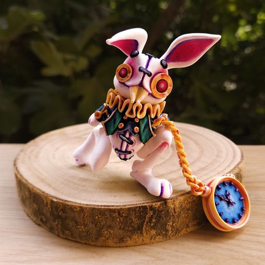 🐰⏰🐇 Articulated White Rabbit 🐇⏰🐰・ STL File for 3D printing・Cults