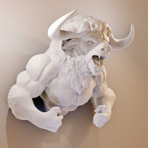 🐂 minotaur bull head wall mount arms out roaring stl・ STL File for 3D ...