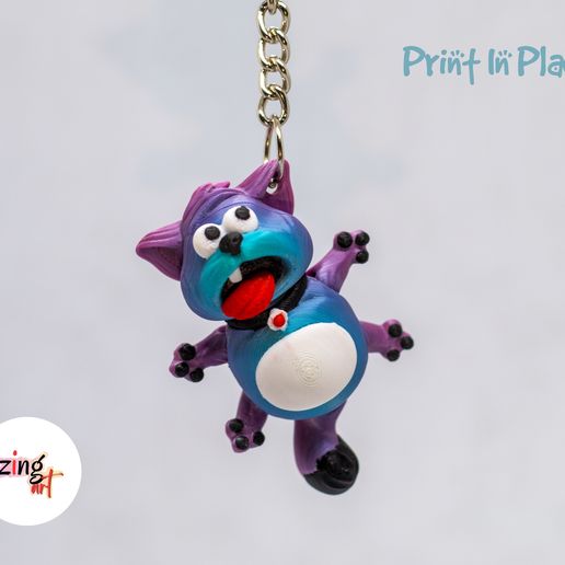 🐱 Naughty Cat Flexi Keychain - Print In Place・ STL File for 3D printing・Cults
