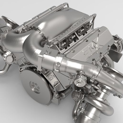 🚙 ver.2! 4500HP SMX Steve Morris Racing Twin Turbo Billet v8 Engine 1/8 ...