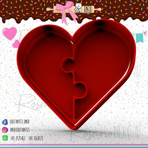 STL file Shared heart - shared heart cookie cutter - shared heart ...