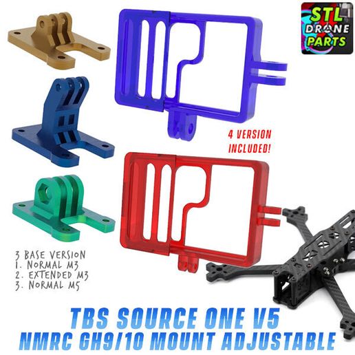 📱 TBS Source One V5 NamelessRC Naked Gopro Hero 9/10/11 Mount・ STL File ...