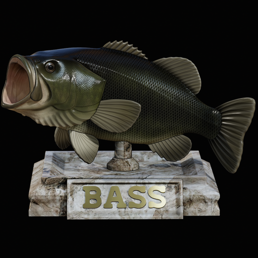 🐠 fish Largemouth Bass / Micropterus salmoides trophy statue detailed ...