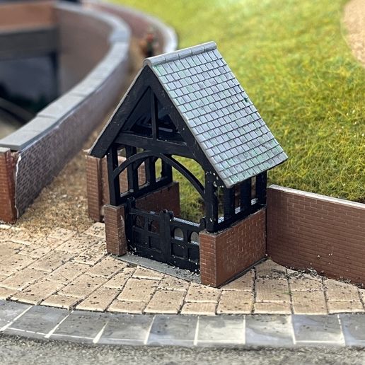 🛤️ Model Railway Church Lych Gate・ STL File for 3D printing・Cults
