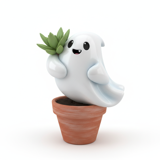 👻 Charming Ghost Plant Pot Decor 3D Print - Whimsical Spirit Planter ...