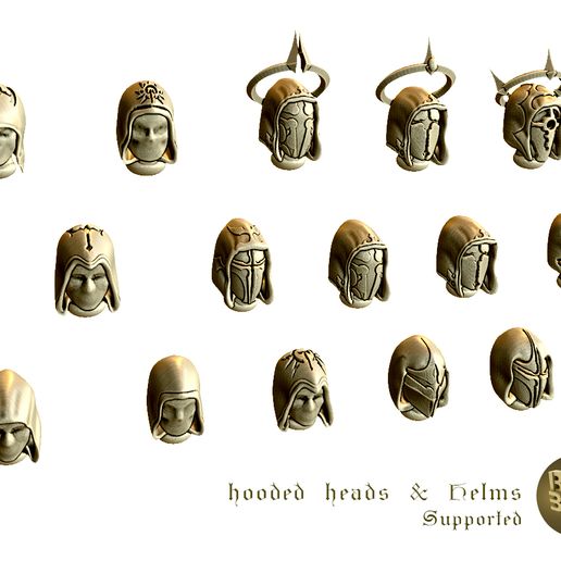🛰 Hooded heads and helms・ STL File for 3D printing・Cults