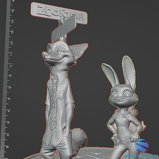 🦊 Nick Wilde & Judy Hopps Zootopia - 3D Print STL Model Diorama - pre ...