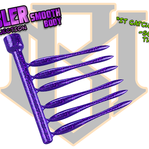🪱 The Smooth Body 4-inch Scribbler 6-Cavity Finesse Worm Injection Mold ...