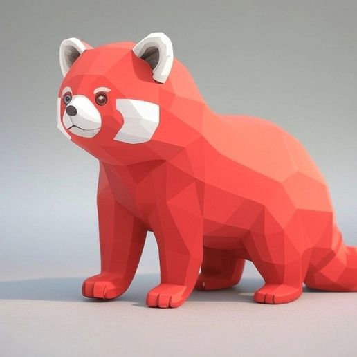 🐼 Red panda low poly・Free STL File for 3D printing・Cults