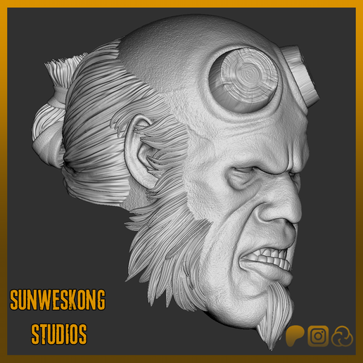 😡 Hellboy Ron Perlman Angry Headsculpt・ STL File for 3D printing・Cults