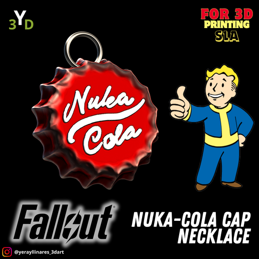 Archivo STL Fallout Nuka-cola Cap Necklace 🧢 ・Design para impresora 3D ...