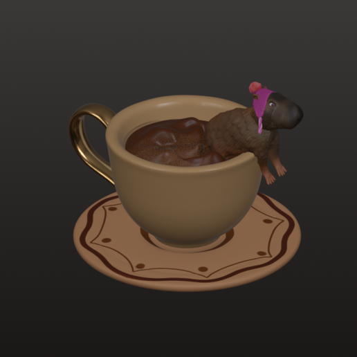 🗿 Teacup with Capybara figure・ STL File for 3D printing・Cults