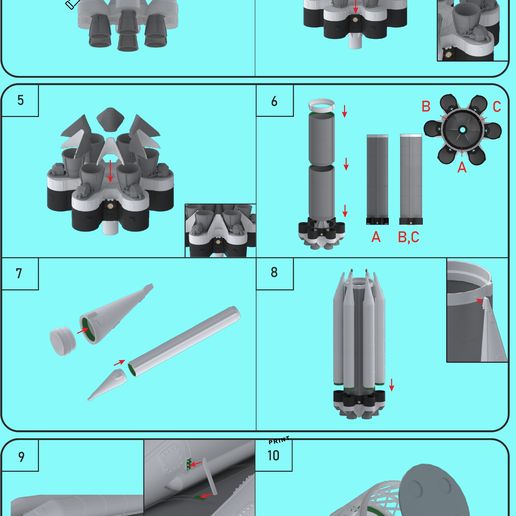 🚀 82 cm 1:72 Proton rocket with Zarya module scale model kit・ STL File ...