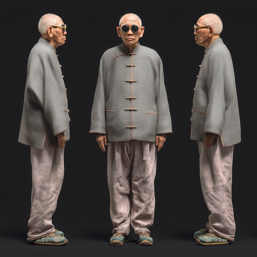👴 Old Sensei Japanese Man Standing Glasses・ STL File for 3D printing・Cults