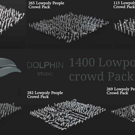 ♀️ 1400 Lowpoly People Crowd・ 3D File for ・Cults