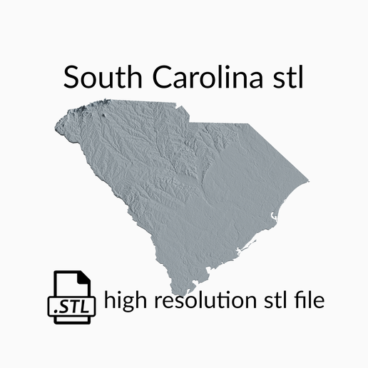 Archivo 3D USA State of South Carolina Topographic Map - 3D Terrain ...