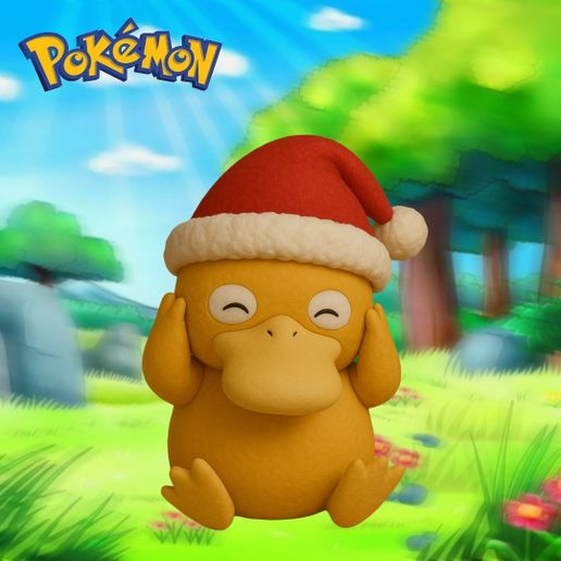 🎅 Chibi Psyduck with Santa Hat - Cute Christmas Pokémon 3D Print・ STL ...