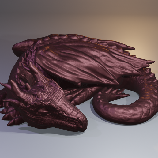 😴 Sleeping Baby Forest Dragon curled up highpoly dnd・ STL File for 3D ...