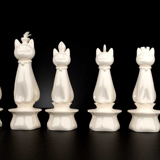 🐱 Cat Chess Set・ STL File for ・Cults