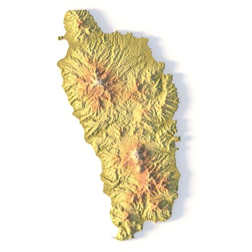 🇩🇲 Mapa topográfico de Dominica - Modelo 3D para impresión 3D y ...