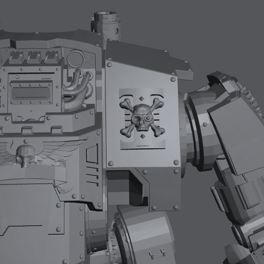 STL file DeathWatch Dreadnought Arm With Death Watch Logos Decoration ...