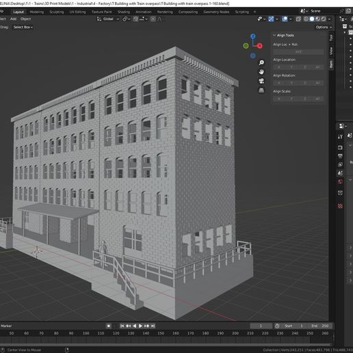 🏗️ N Scale Industrial T-shape building・ 3D File for 3D printing・Cults