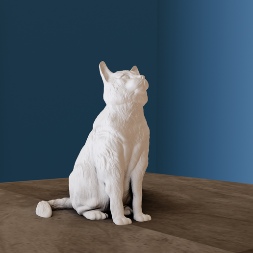 STL file cat sitting looking up stl 🐱 ・3D printing model to download・Cults