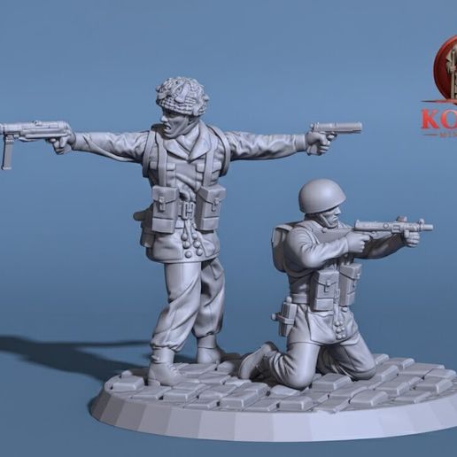 🦸 ww2 british paratroopers firing with helmets・ STL File for 3D ...