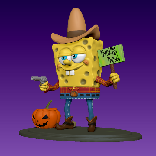 🤠 spongebob squarepants as cowboy for the halloween trick or treat・ OBJ ...