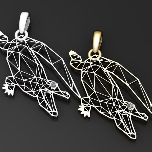🦇 Geometric Bat Pendant 3d printable model・ STL File for 3D printing・Cults
