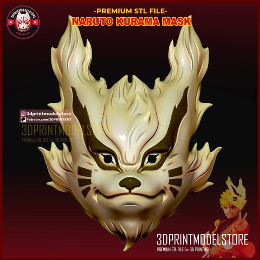 🦊 Naruto Kurama Mask - Anime Cosplay Fox Mask - Halloween Helmet・ 3D ...
