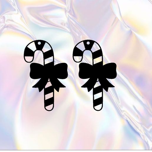 🍬 Candy Cane Earrings Keychain Necklace・Archivo STL para Impresión 3D・Cults