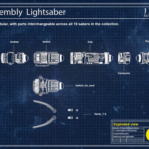 🎬 Assembly Lightsaber - Jedi Survivor・ 3D File for 3D printing・Cults