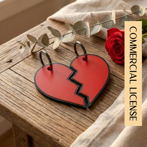 💜 BROKEN HEART KEYCHAIN - COMMERCIAL LICENSE・ STL File for 3D printing ...