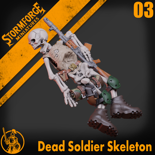 💀 Post-Apocalyptic Skeleton Soldier 03・ STL File for 3D printing・Cults