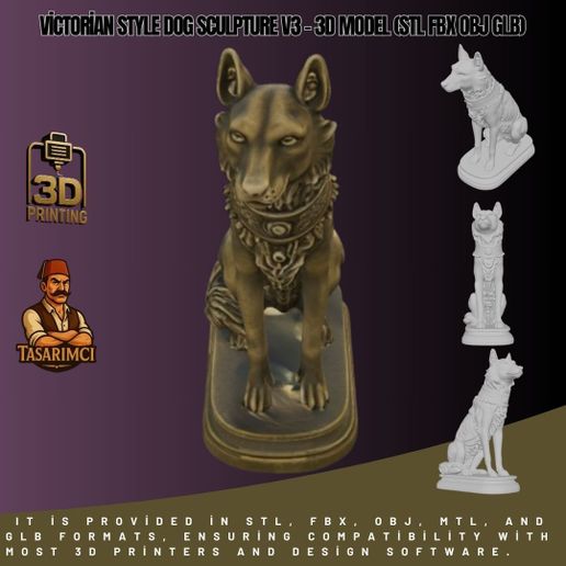 🐺 Victorian Style Wolf Sculpture print model・ STL File for 3D printing ...