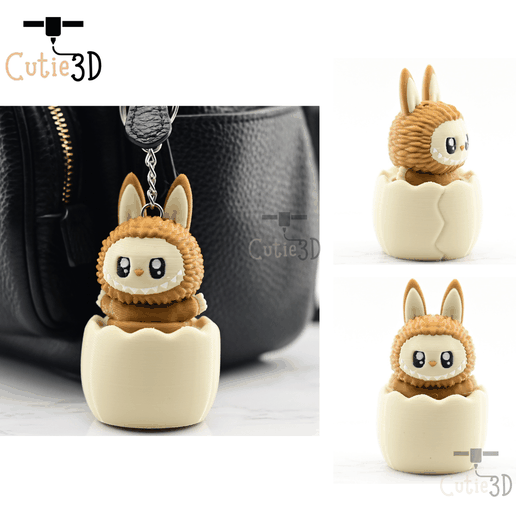 🥚 Cutie3D Twisty Clicker Easter Egg Labubu Keychain - Cute Backpack ...