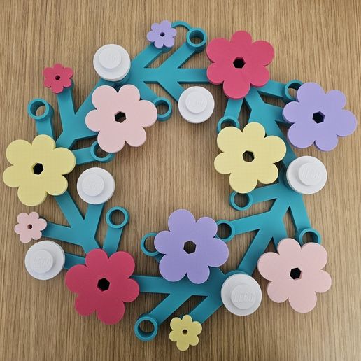 💐 Big Spring Flowers Lego Wreath・Free STL File for 3D printing・Cults