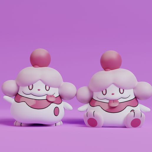 🐉 Pokemon - Swirlix and Slurpuff with 2 poses・ STL File for ・Cults