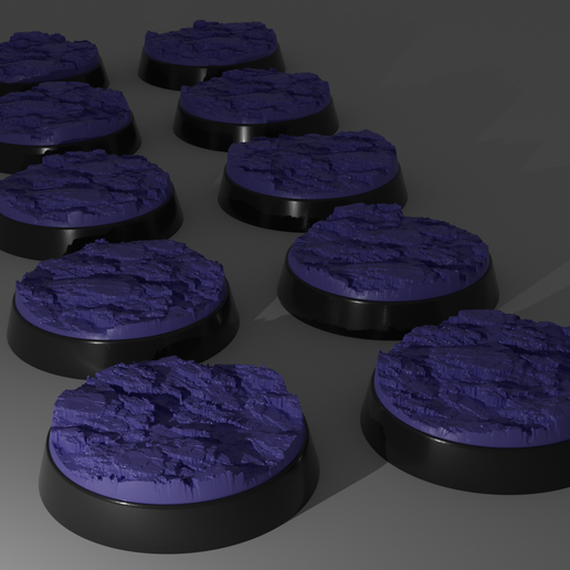 ⛰️ 10x 25mm + 32mm base with mountain ground (hollowed bottom)・ STL ...