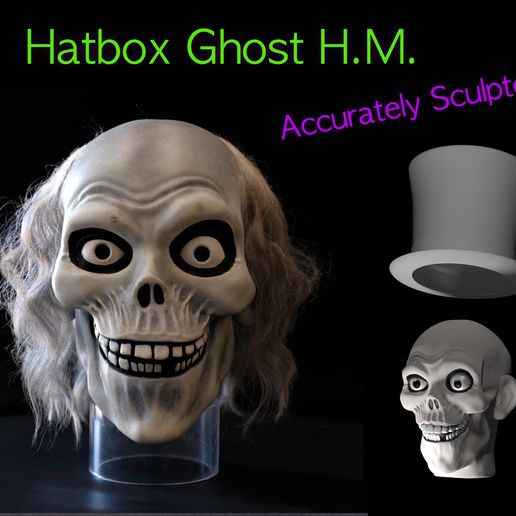 🎩 Hat Box Ghost Head (with Hat), Disneyland, Haunted Mansion 5" tall ...