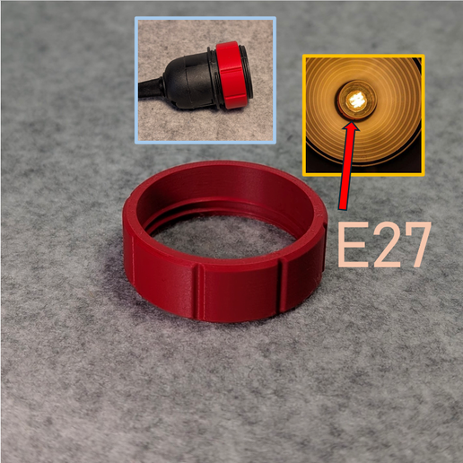 💍 E27 screw ring・Free STL File for 3D printing・Cults